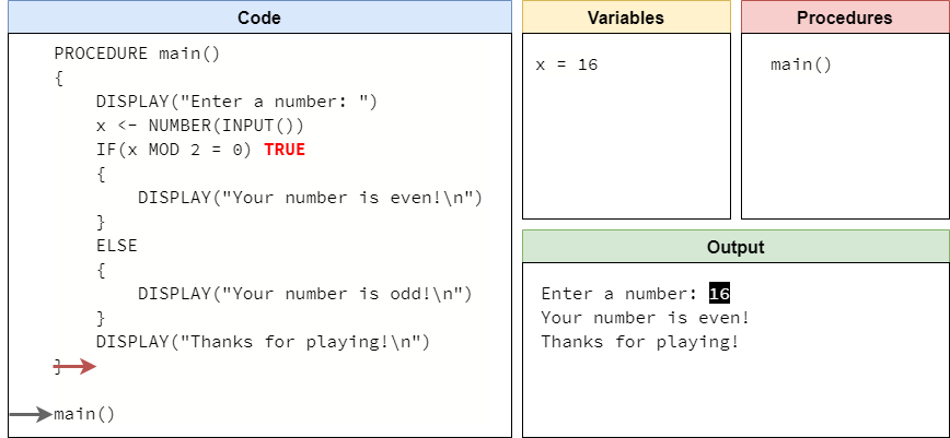 Pseudocode If-Else :: CC 110 Textbook